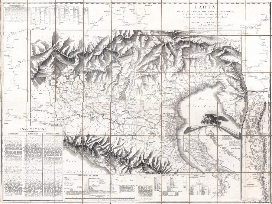 1810 Napoleonic Wars Map of Northern Italy by History In Your Home Wall Art