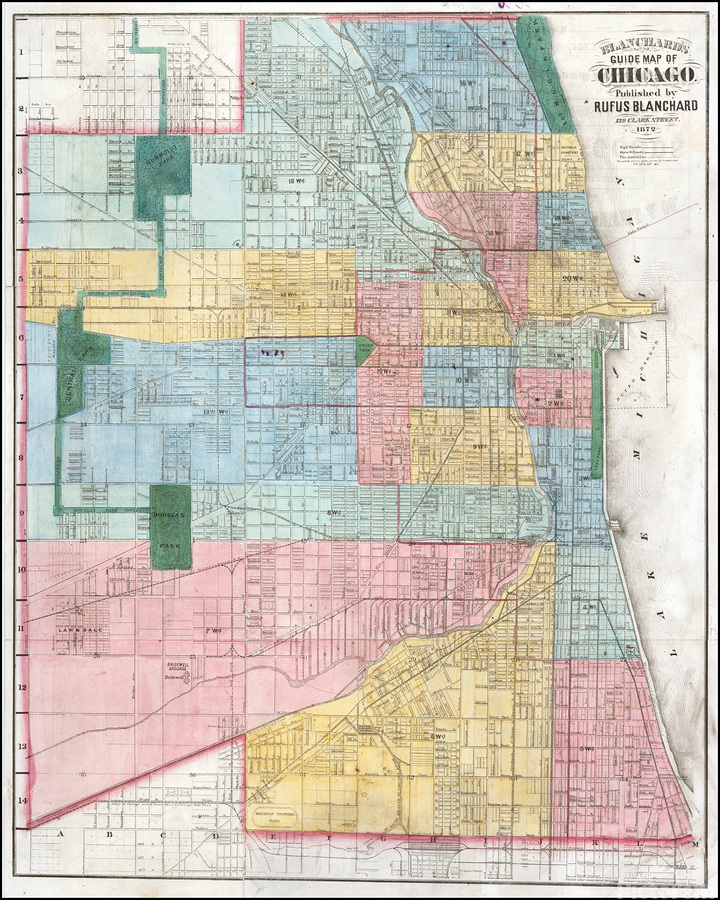 1872 Map of Chicago by History In Your Home Wall Art