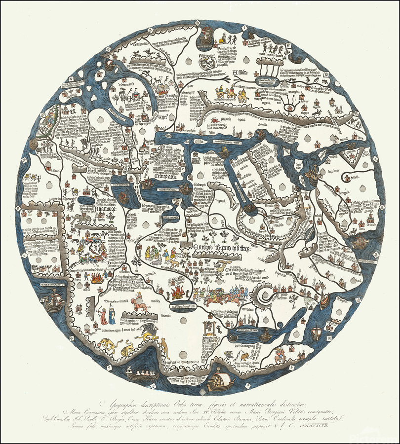 15th Century Borgia Mappa Mundi – Medieval World Map Showing Biblical ...