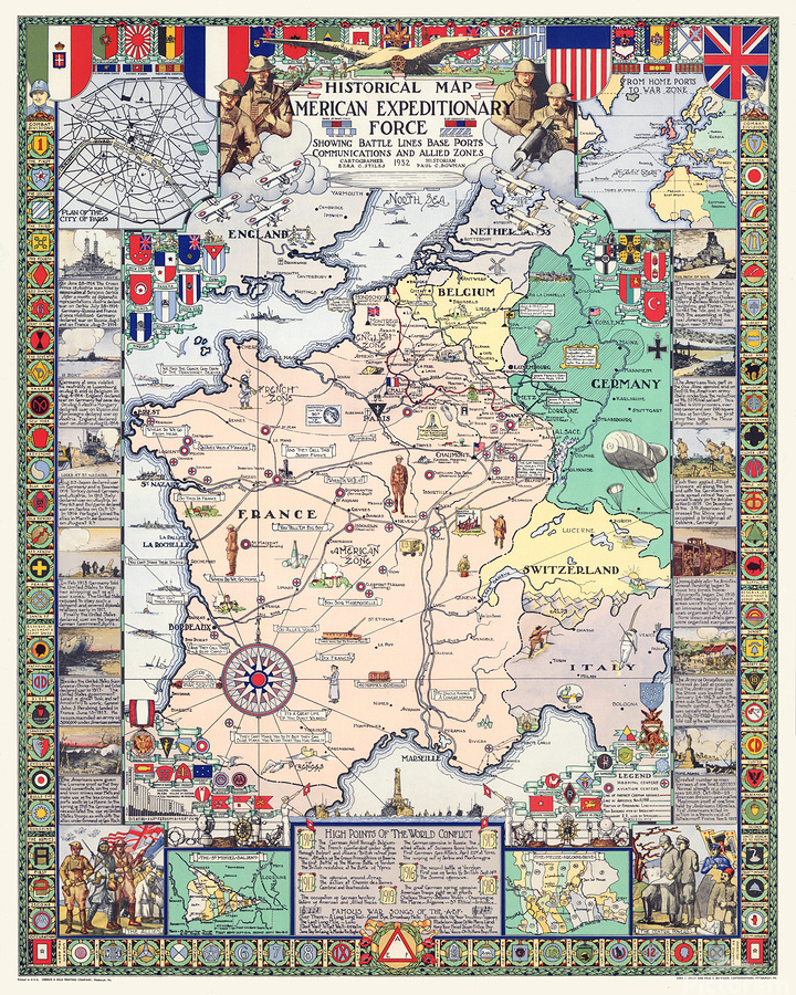 Pictorial Map of American Expeditionary Force Actions on the Western ...
