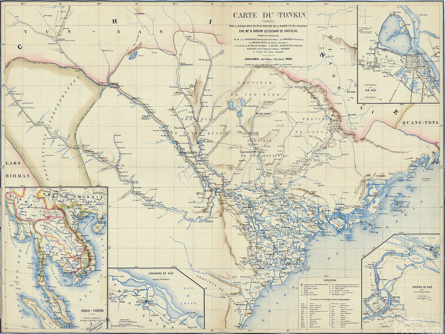 1885 Map of Tonkin – Late 19th Century French Colonial Map of Northern ...