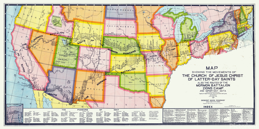 Map Tracing the Movements of Pioneer Mormons Before 1850 – Historic ...