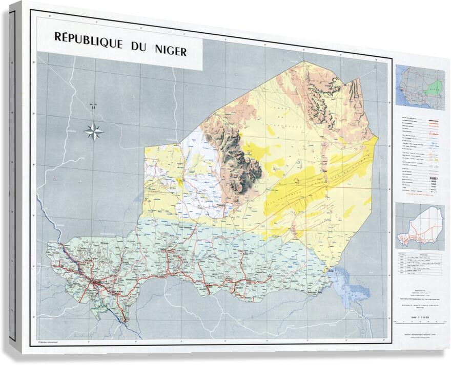 1969 Map of Niger – Vintage Post-Colonial Era Map Depicting Geographic ...