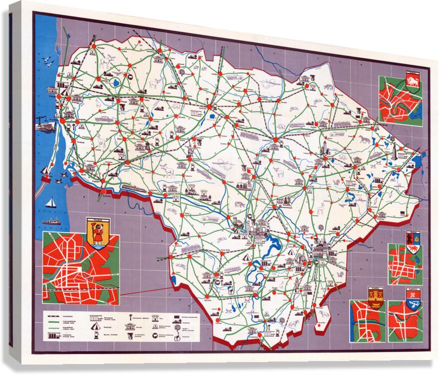 1969 Map of Lithuania – Cold War-Era Soviet Baltic State Map Showing ...