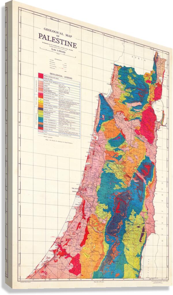 Geological Map of Palestine – Scientific Survey Map Showing Geological ...