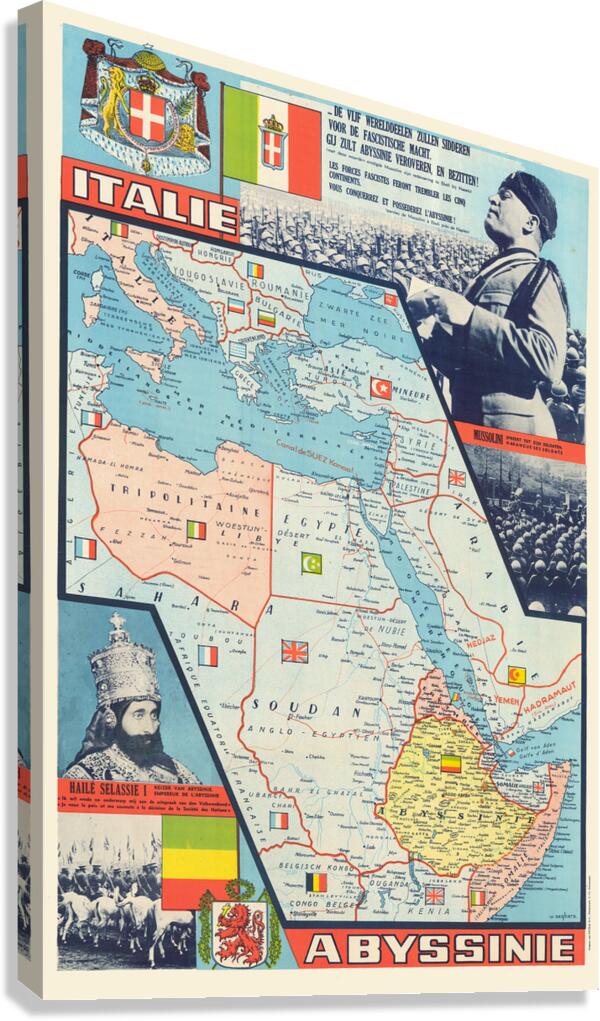 1935 Map of Abyssinia – Italo-Ethiopian War Era Map Depicting Ethiopia ...