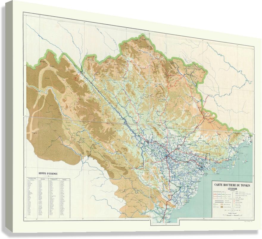 1932 Map of the Protectorate of Tonkin – Historic Colonial-Era Map of ...