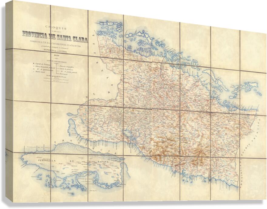 1896 Map of Santa Clara Province Cuba – Historic Spanish Colonial Map ...