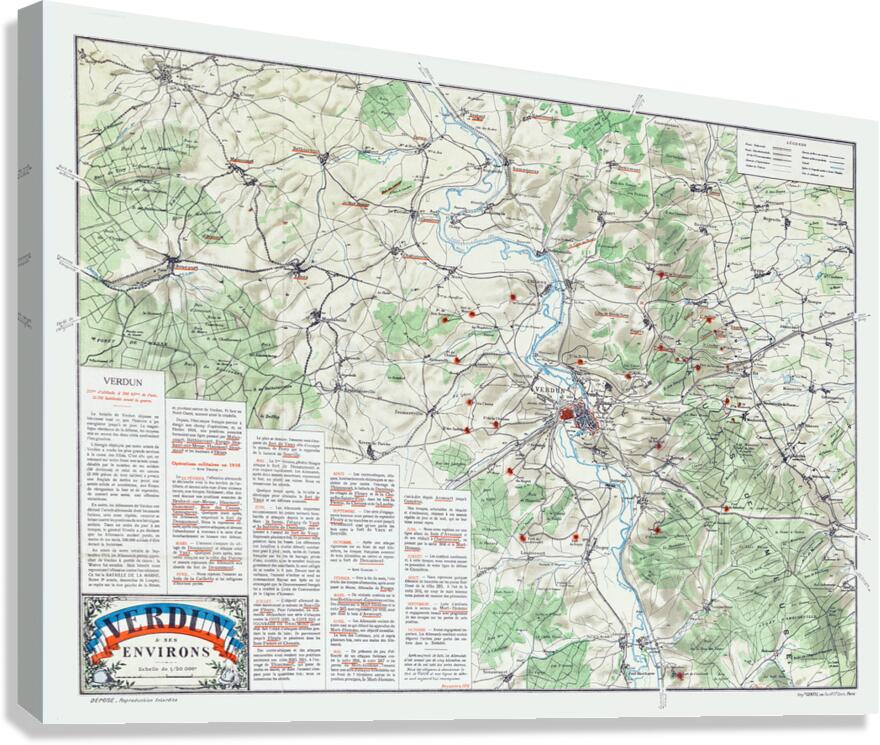 1916 Map of the World War I Battle of Verdun – Historic French Trench ...