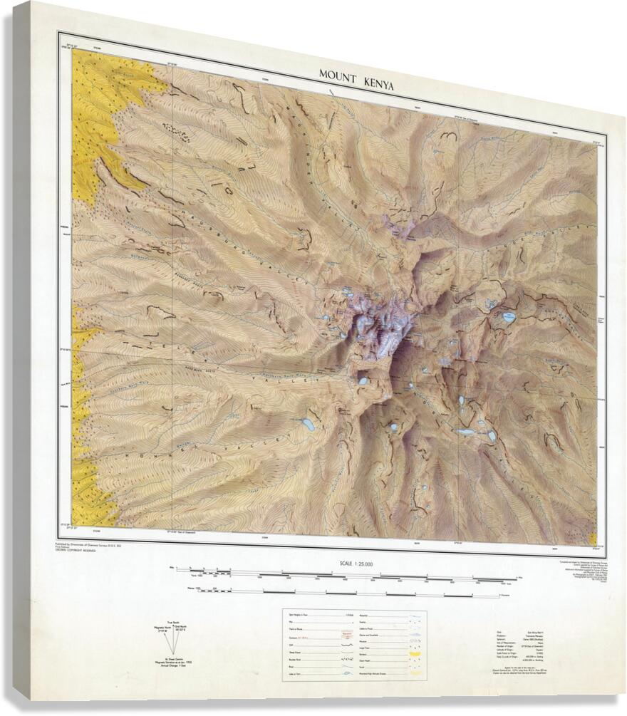 1957 Map of Mount Kenya – Mid-Century African Topographic Map Showing ...