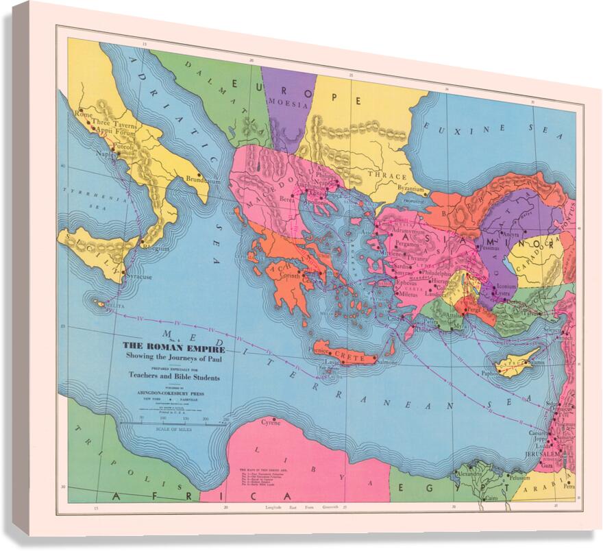 Map of the Roman Empire Showing the Journeys of Paul – Ancient ...