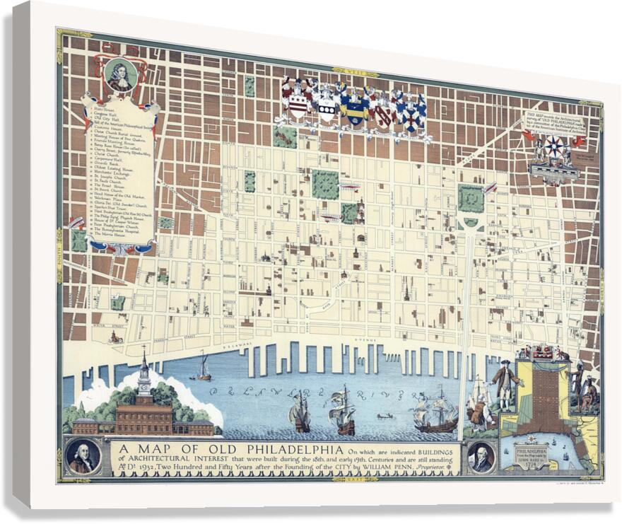 Pictorial Map of Old Philadelphia – Illustrated Historical Map ...