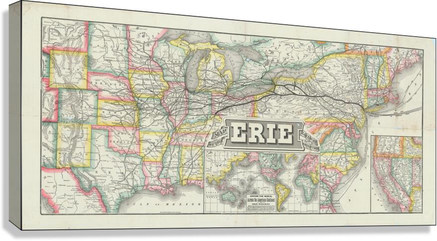 1878 Map of the Erie Railway and Its Network Across the Northeastern ...