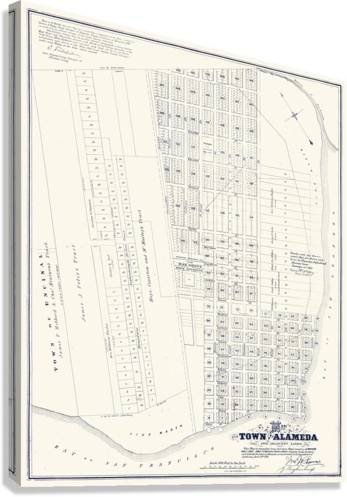 1854 Map of Alameda California – Early Bay Area Map Showing Settlements ...