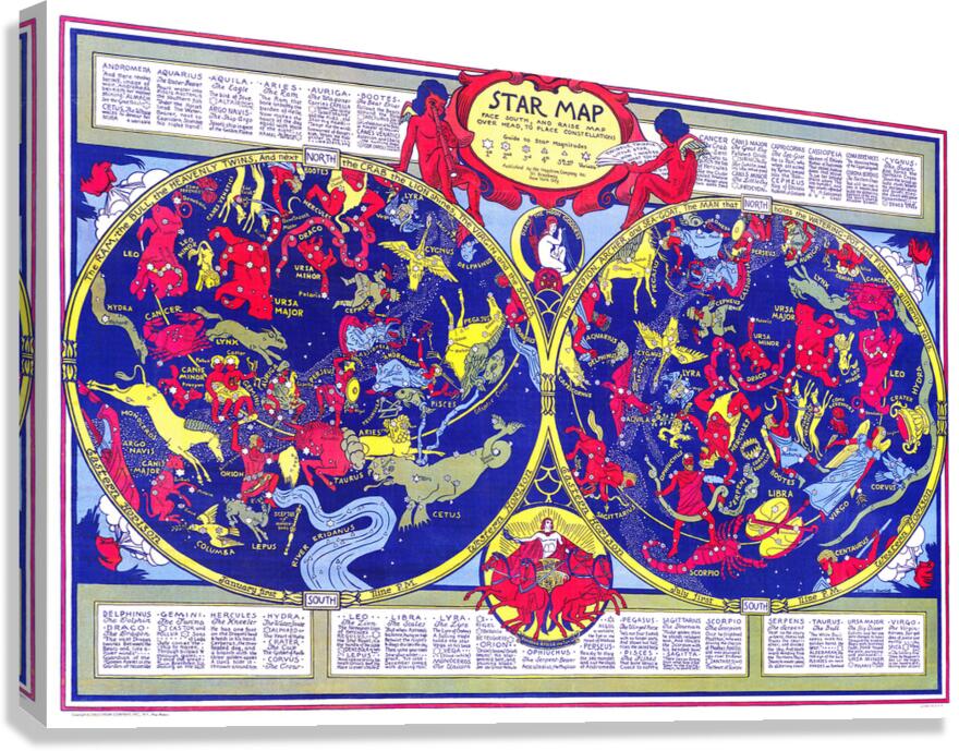 Pictorial Constellation Map of the Skies – Artistic Star Map Depicting ...