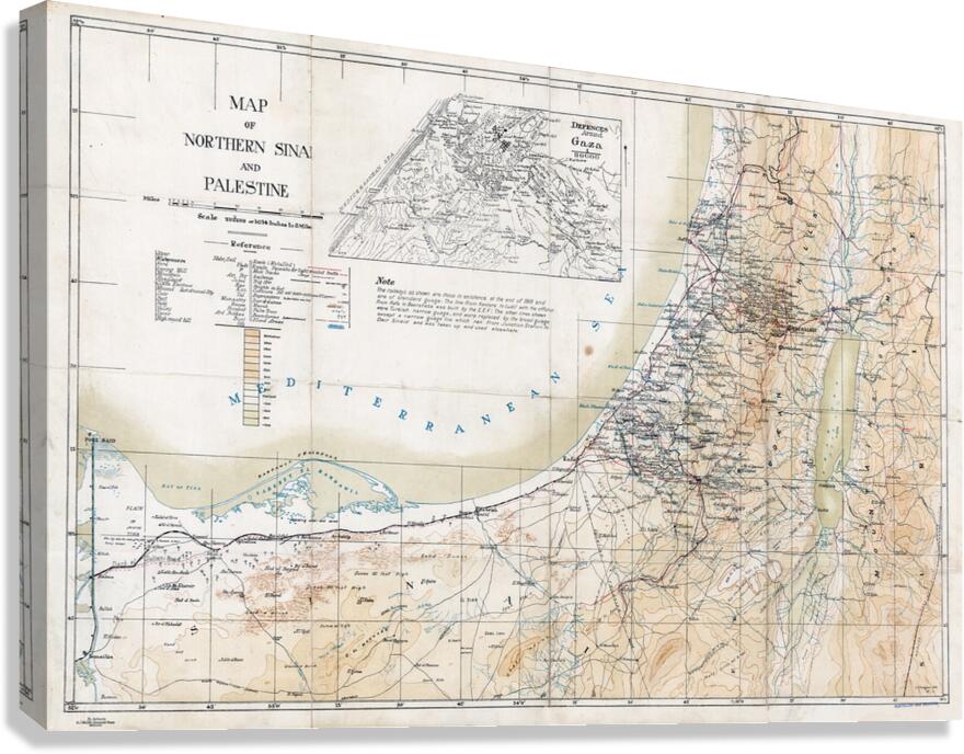 1918 Military Map of Northern Sinai and Palestine Showing Strategic ...
