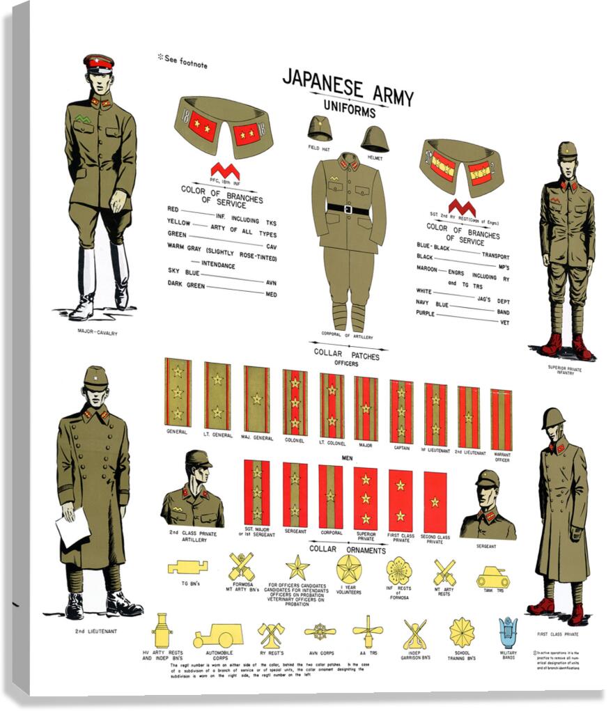 Japanese Army Uniforms of WWII – Alternate Diagram Depicting Officer ...
