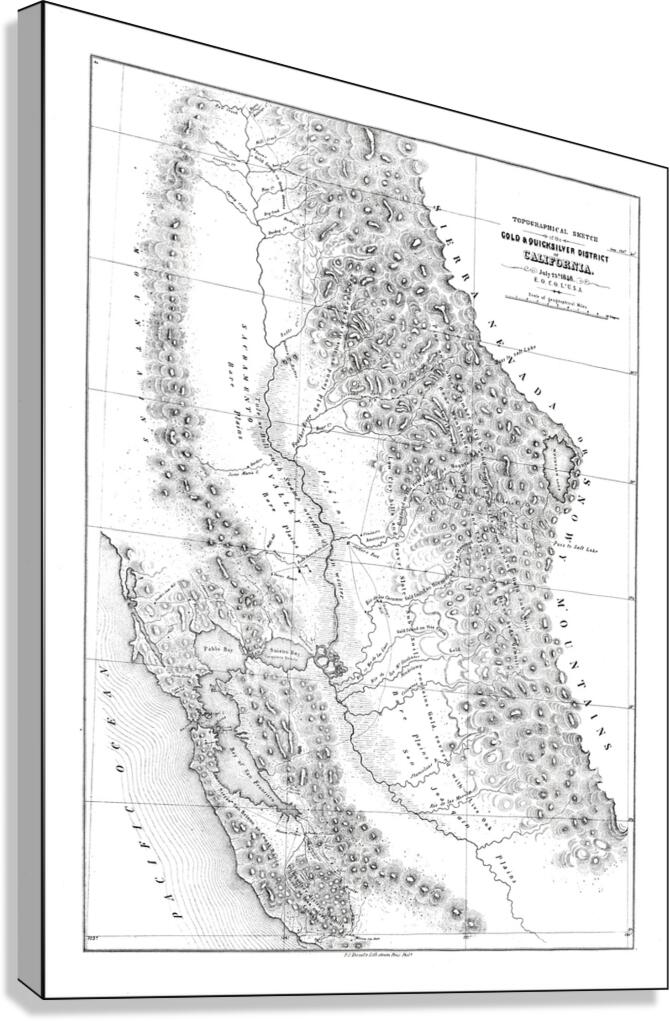 1848 Map of the Gold Regions in California – Landmark Map Depicting ...