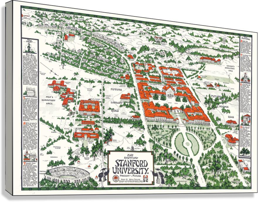 1928 Pictorial Map of Stanford University – Early 20th Century ...