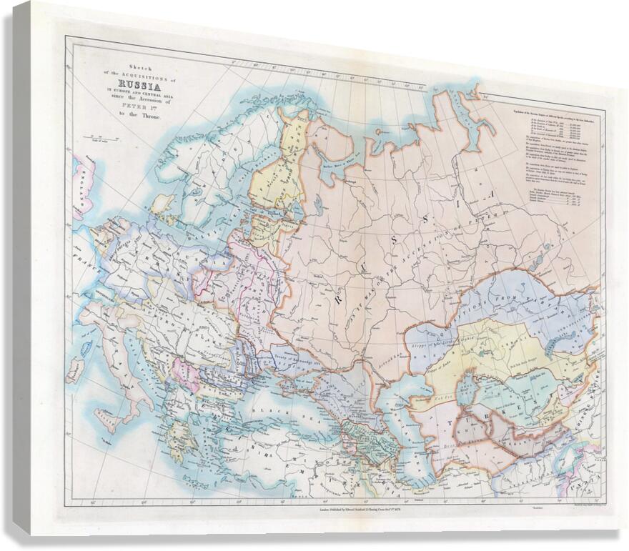 1884 Historical Map of the Russian Empire – Imperial-Era Map Showing ...