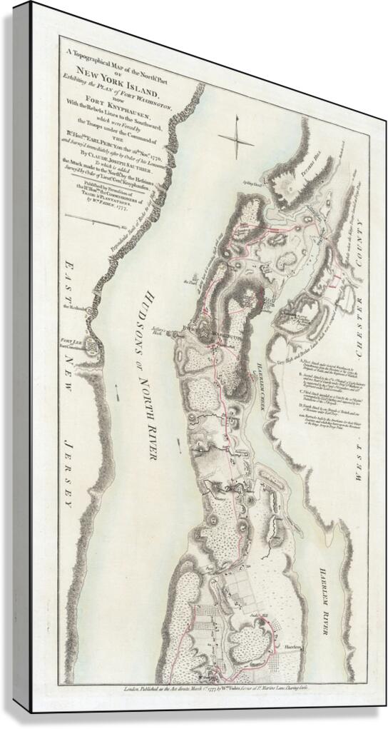 Military Map of the 1776 American Revolutionary War Battle of Fort ...