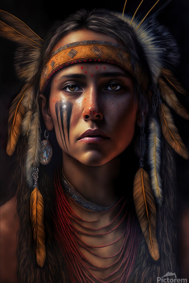 Native American Digital Portrait by Design Cueva Wall Art