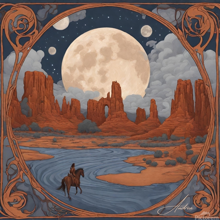 Lone Ride Under Many Moons by Andrea Record Wall Art