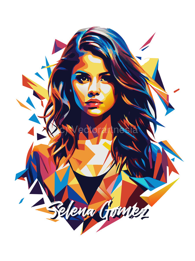 Selena Gomez Portrait Pop Art Wpap by Vectorartnesia Wall Art