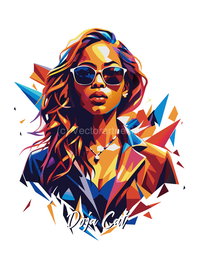 Doja Cat Portrait Pop Art Wpap by Vectorartnesia Wall Art