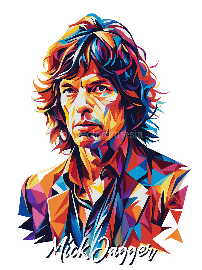 Mick Jagger Portrait Pop Art Wpap by Vectorartnesia Wall Art