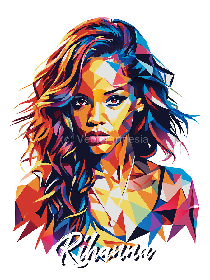 Rihanna Portrait Pop Art Wpap by Vectorartnesia Wall Art