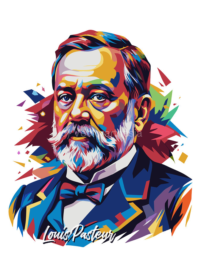Louis Pasteur Portrait Pop Art Wpap by Vectorartnesia Wall Art