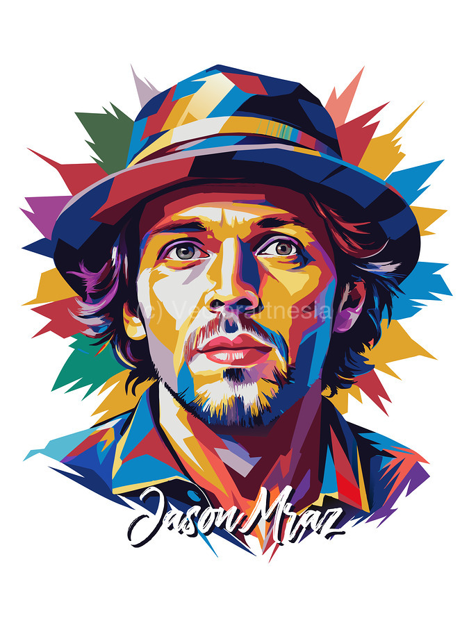 Jason Mraz Portrait Pop Art Wpap by Vectorartnesia Wall Art