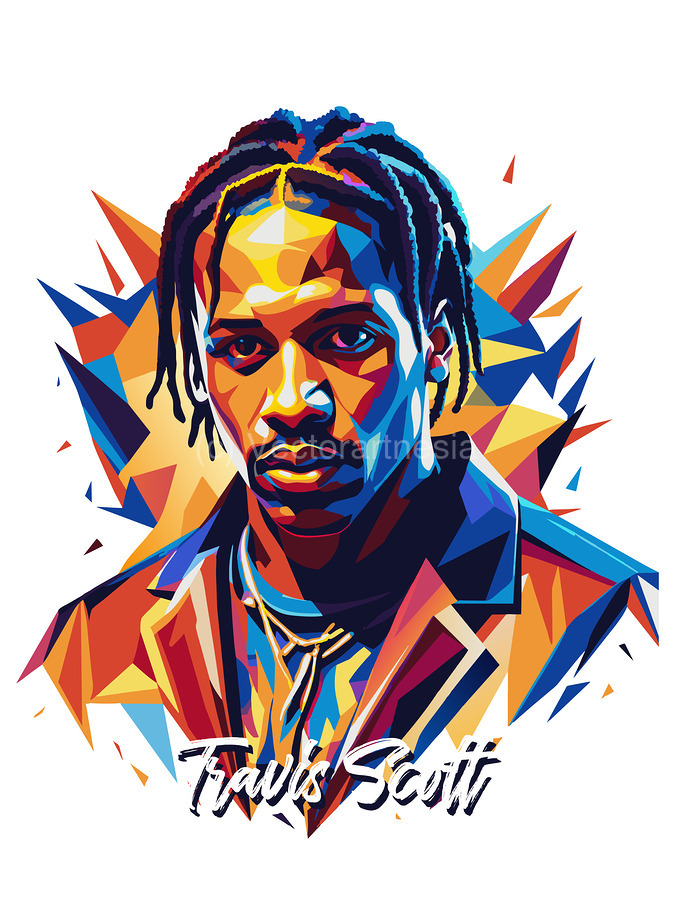 Travis Scott Portrait Pop Art Wpap by Vectorartnesia Wall Art