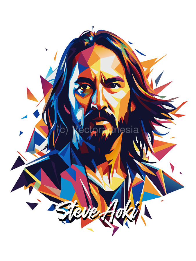 Steve Aoki Portrait Pop Art Wpap by Vectorartnesia Wall Art
