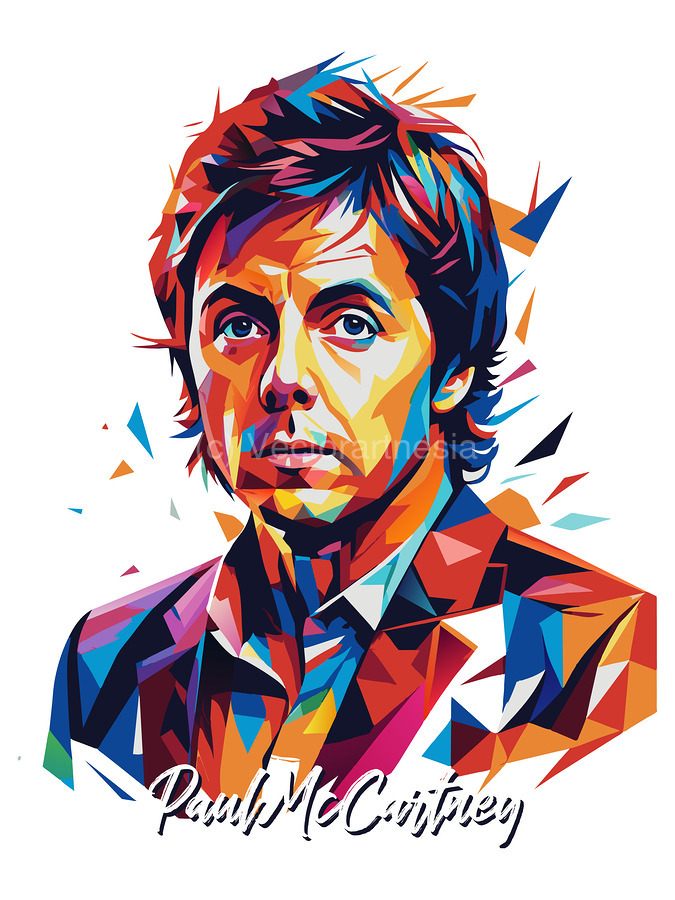 Paul McCartney Portrait Pop Art Wpap by Vectorartnesia Wall Art