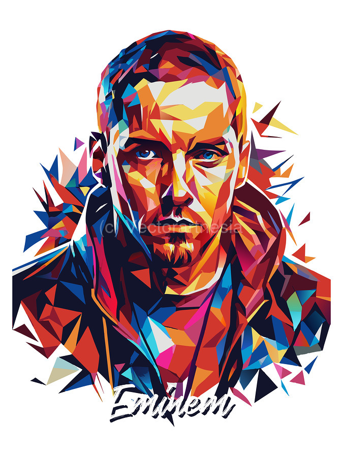 Eminem Portrait Pop Art Wpap by Vectorartnesia Wall Art