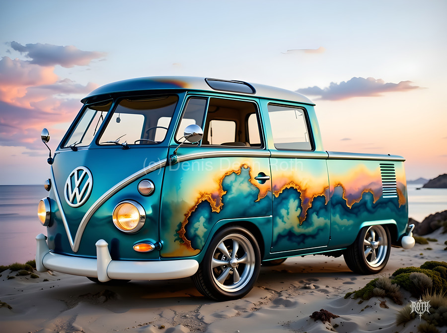 VW Double cab van by Denis Dean Roth Wall Art