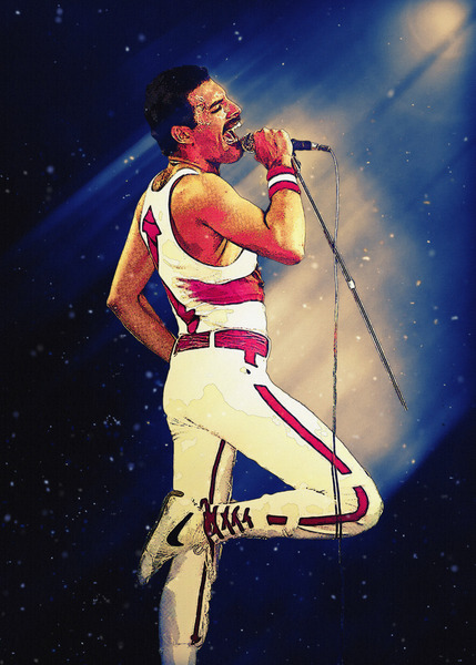 freddie mercury The singer of Band Queen by Gunawan Rb Wall Art