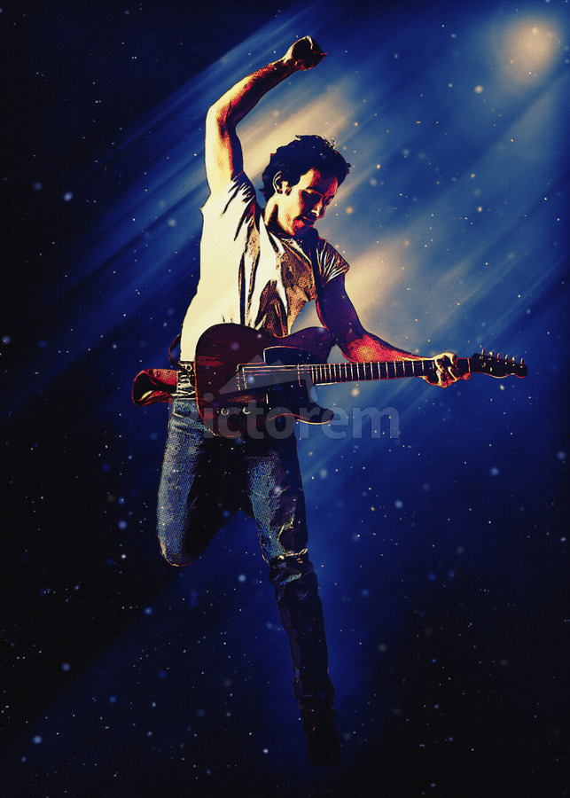 Bruce Springsteen in jump by Gunawan Rb Wall Art