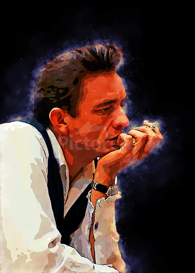Johnny Cash iconic photo by Gunawan Rb Wall Art