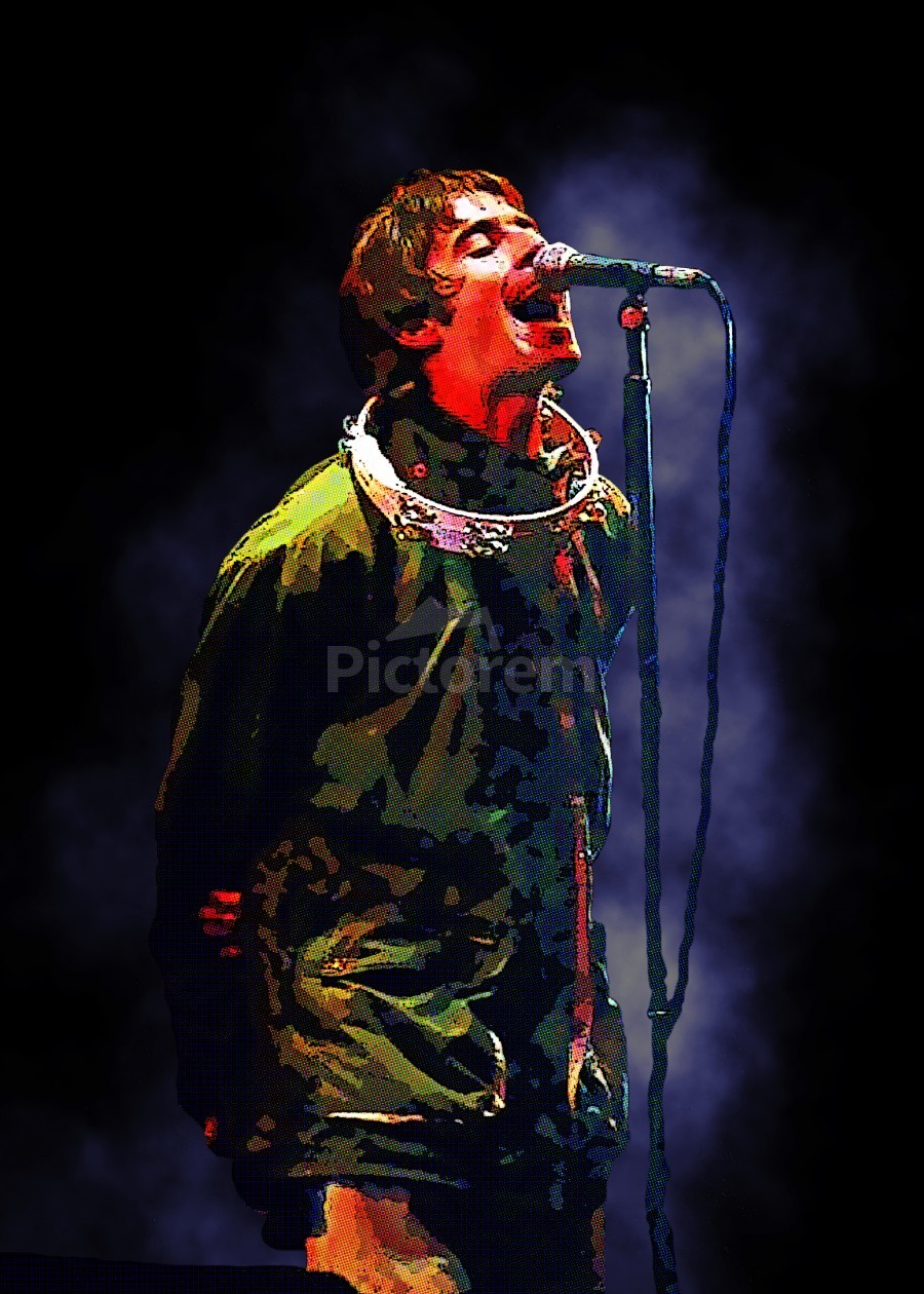 Liam Gallaghers iconic singing style Oasis band by Gunawan Rb Wall Art