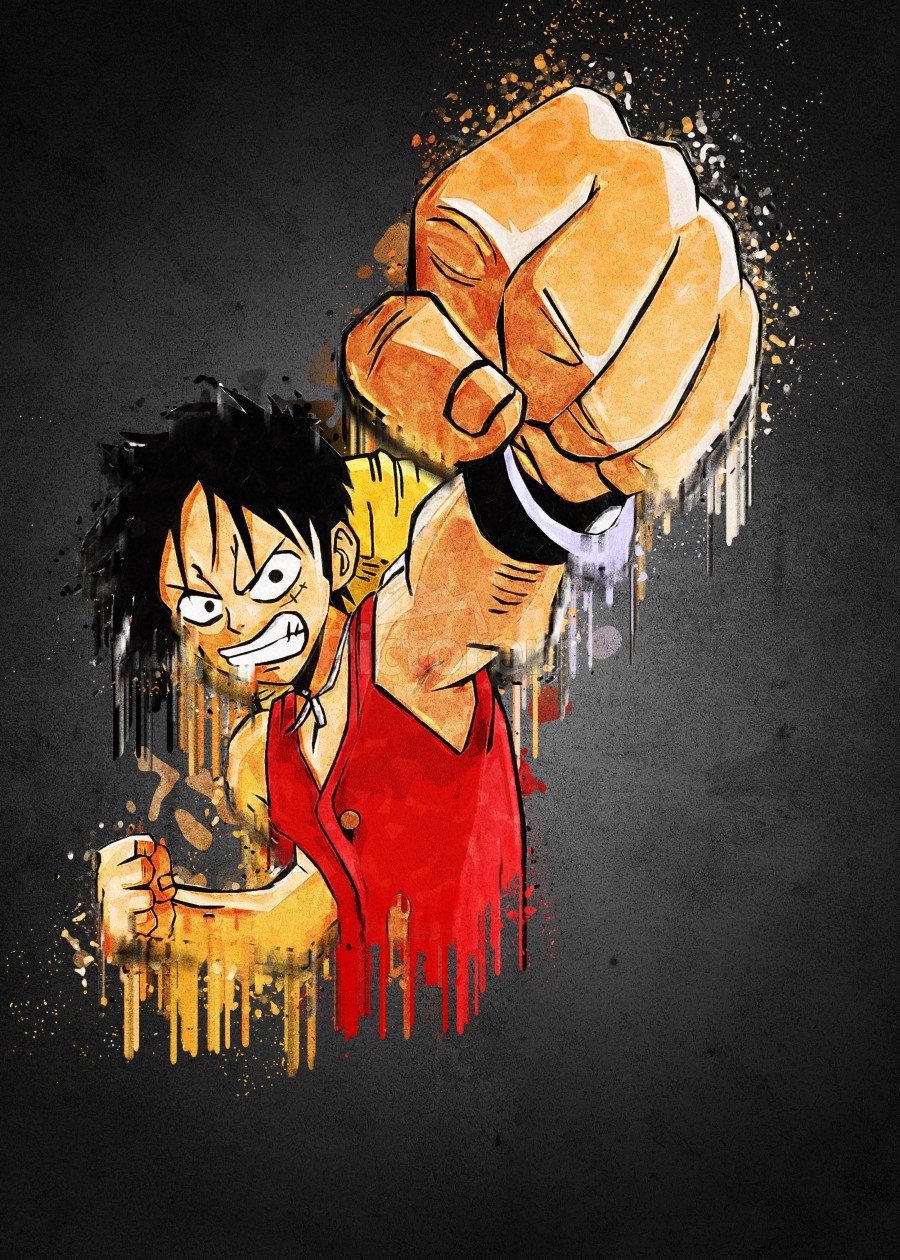 Monkey D Luffy Abstract Painting by Gunawan Rb Wall Art