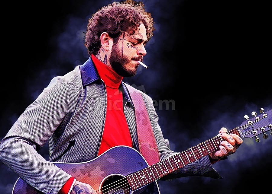 post malone with guitar by Gunawan Rb Wall Art