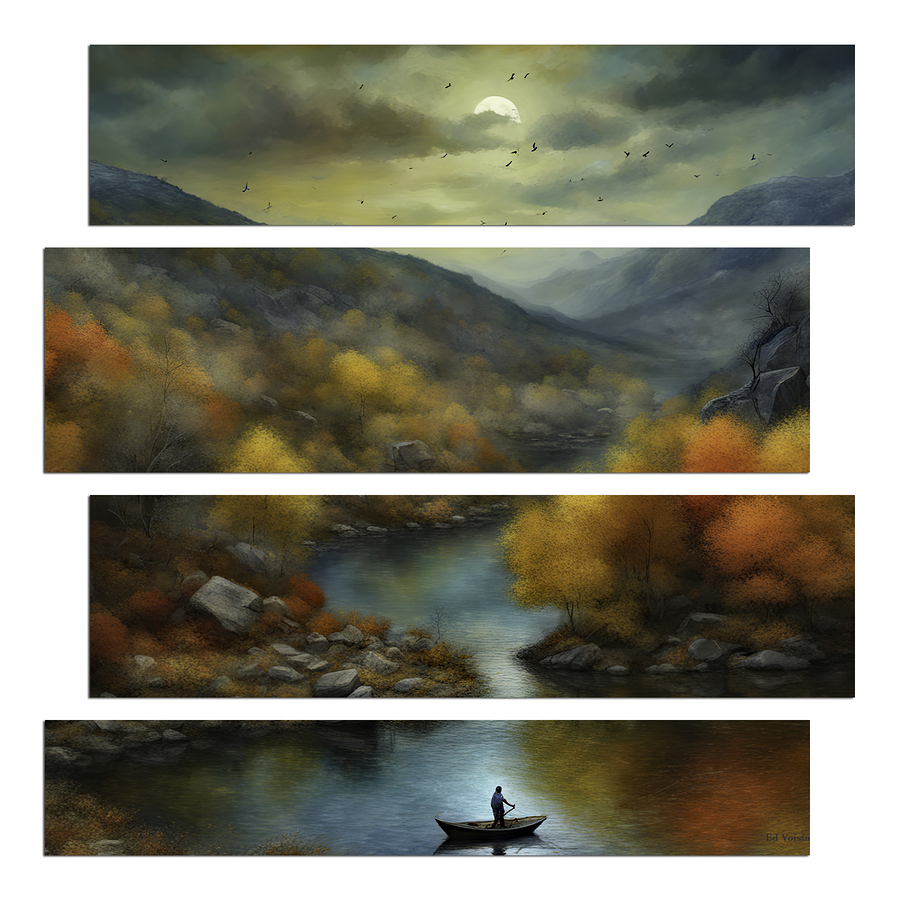 ZIG ZAG RIVER......4 PANEL by Digicam Wall Art