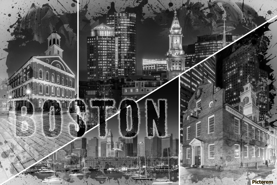 BOSTON Urban Collage No. 1 by Melanie Viola Wall Art