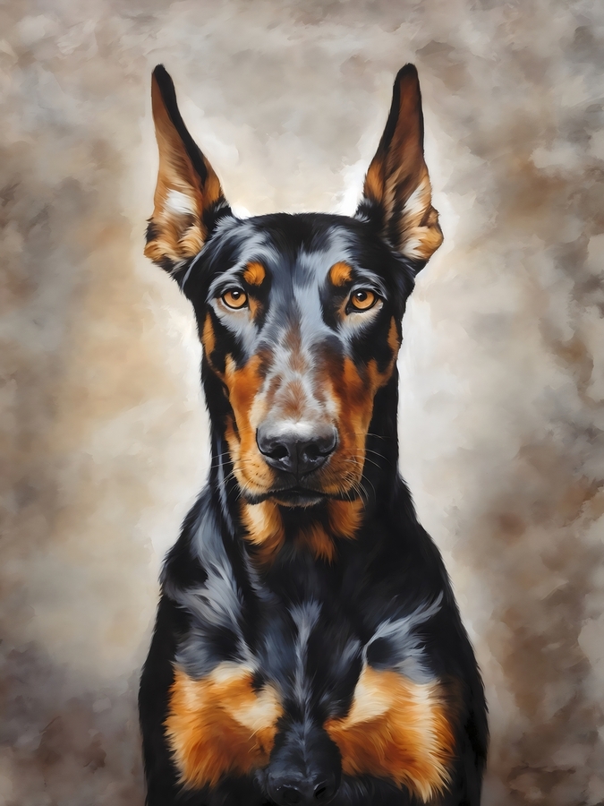 doberman watercolor art portrait by LuminaDream Studio Wall Art