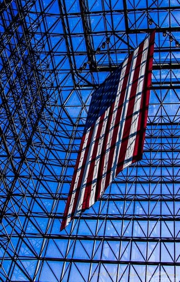 JFK Presidential Library Flag by Against The Wind Images Wall Art