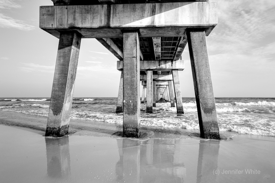 Reflections Gulf Shores Pier Grayscale by Jennifer White Wall Art