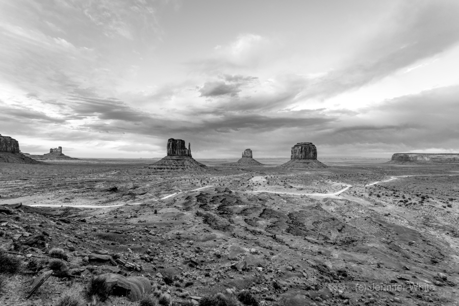 Magical Monument Valley Evening Grayscale by Jennifer White Wall Art